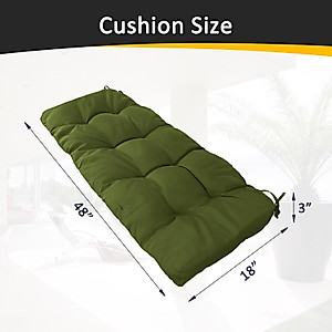 HPNSOTDR Outdoor Bench Cushion 48 inch, Patio Outdoor Bench Cushion Outdoor, Patio Furniture Chair Cushion Bench Pad, Porch Swing Cushion with Ties, 48 * 18 * 3inch, Green