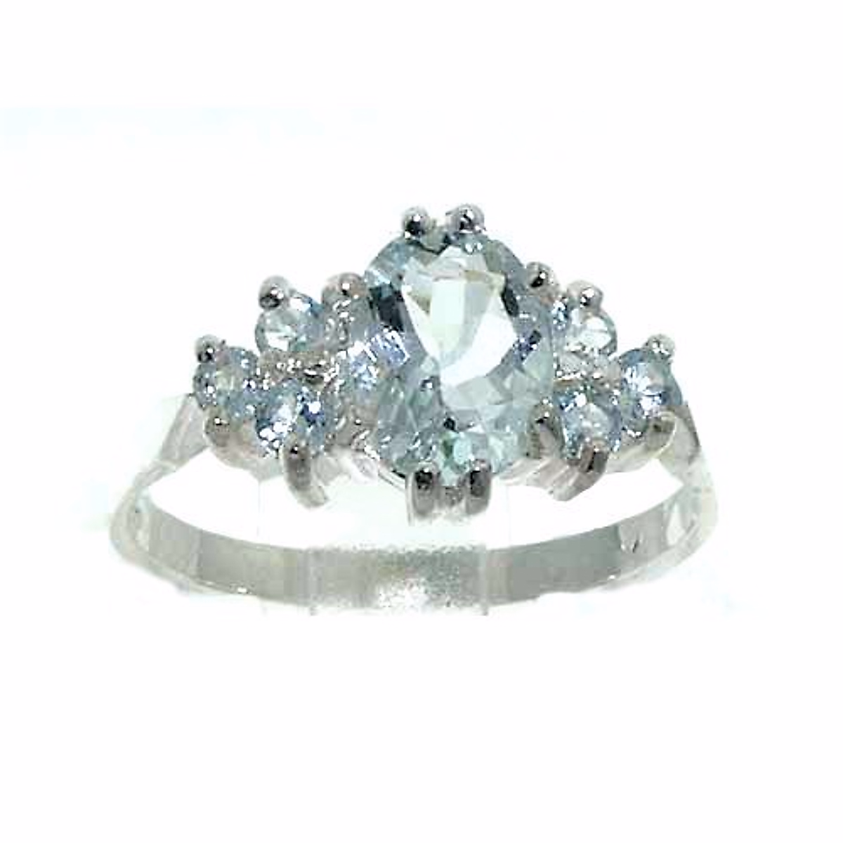 LetsBuyGold 925 Sterling Silver Natural Aquamarine Womens Promise Ring - Size 11.5