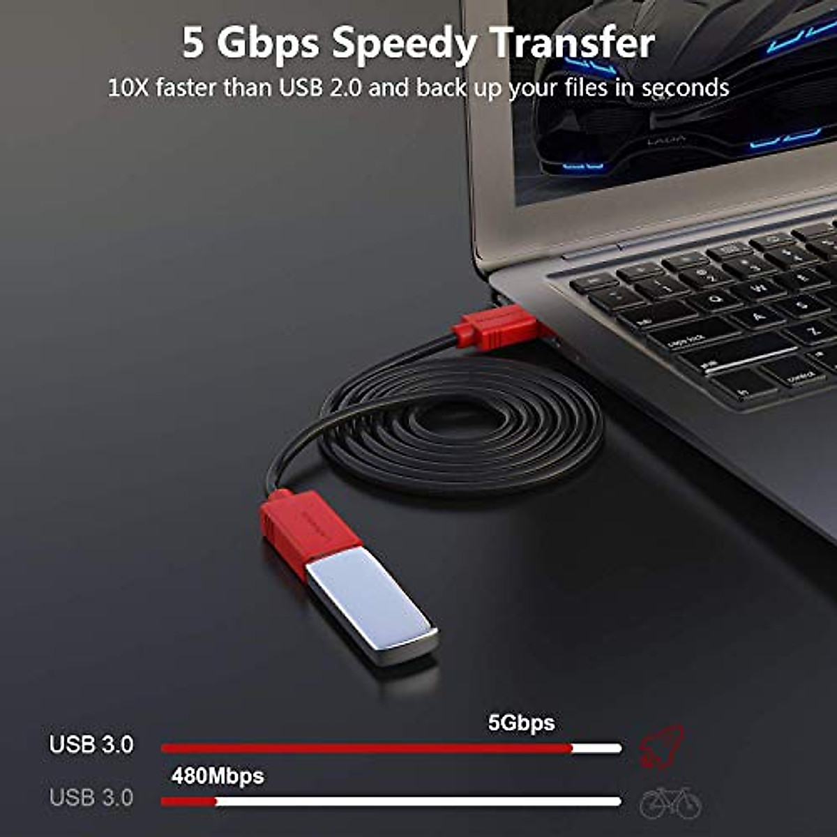 USB Extension Cable 20 ft, Larxavn USB3.0 Extension Cable USB Male to Female Extension Extender Cord Fast Data Transfer Compatible with Hard DriveKeyboard, Mouse, USB Flash Drive,Printer