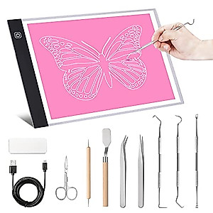 Dorhui Bright Pad Go, Weeding Light Pad for Vinyl Craft Weeding Tools Set, Craft Vinyl Tools with A4 Adjustable LED Light Pad Makes Brighter for Weeding Vinyl, Silhouettes, Cameos, Lettering