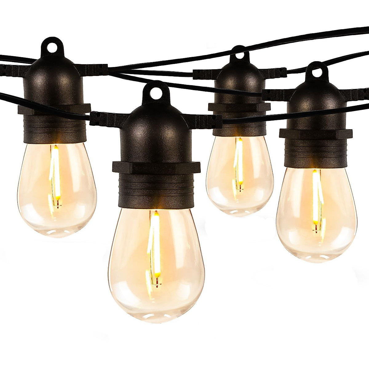 Lepro S14 Outdoor String Lights 50ft Hanging Patio Lights with 15 Shatterproof LED Edison Bulbs, Waterproof Bistro Lights Backyard String Lighting for Deck, Pergola, Porch, Garden, Gazebo