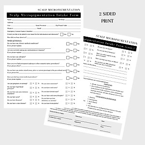 Scalp Micropigmentation Client Intake Forms: Intake,Consent,Consultation and Aftercare Forms | 75pk 25 of Each | for PMU Scalp Tattoo Professional Pigmentation 8.5 x 11” in Forms, Black and White
