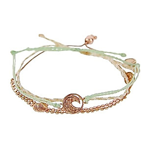 Pura Vida Bracelets Pack Rosie Coin & La Concha Bracelet Stack - Set of 3 Stackable Bracelets for Women, Summer Accessories & Cute Bracelets for Teen Girls - 1 Chain Bracelet & 2 String Bracelets