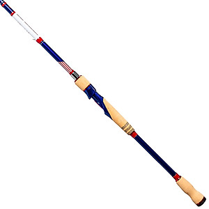 Defender Spinning Rod, 7'3" Rod Length, American Flag Design to Show Country Pride, Spinning Rod, One Piece Rod, Cork Handles