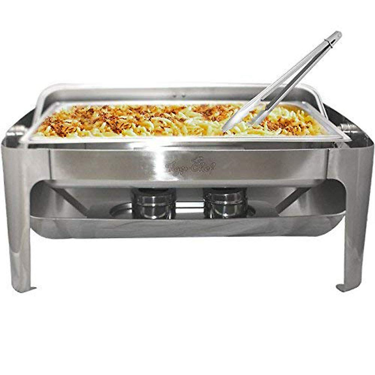 TigerChef Chafing Dish Buffet Set - Roll Top Chaffing Dishes Stainless Steel - 3 Chafer and Buffet Warmer Set with 6 Fuel Gel and 3 Plastic Tongs
