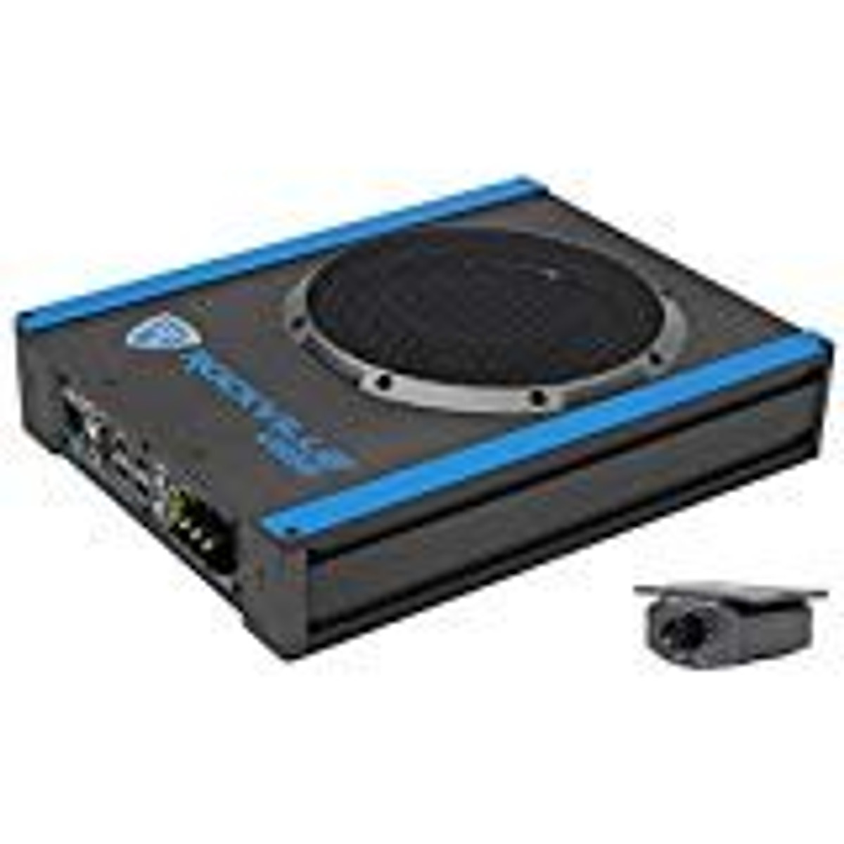 Rockville USS8 8" 600w Slim Under-Seat Active Powered Car/Truck Subwoofer Sub, Black