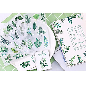 Kawaii Green Plant Flower Sticker Set Nature Theme Stickers Pack for Scrapbooking Journaling DIY Personal Journal Planner Calendar Agenda Letter Diary Envelope Gift Decor Card Making Decal Labels (B)