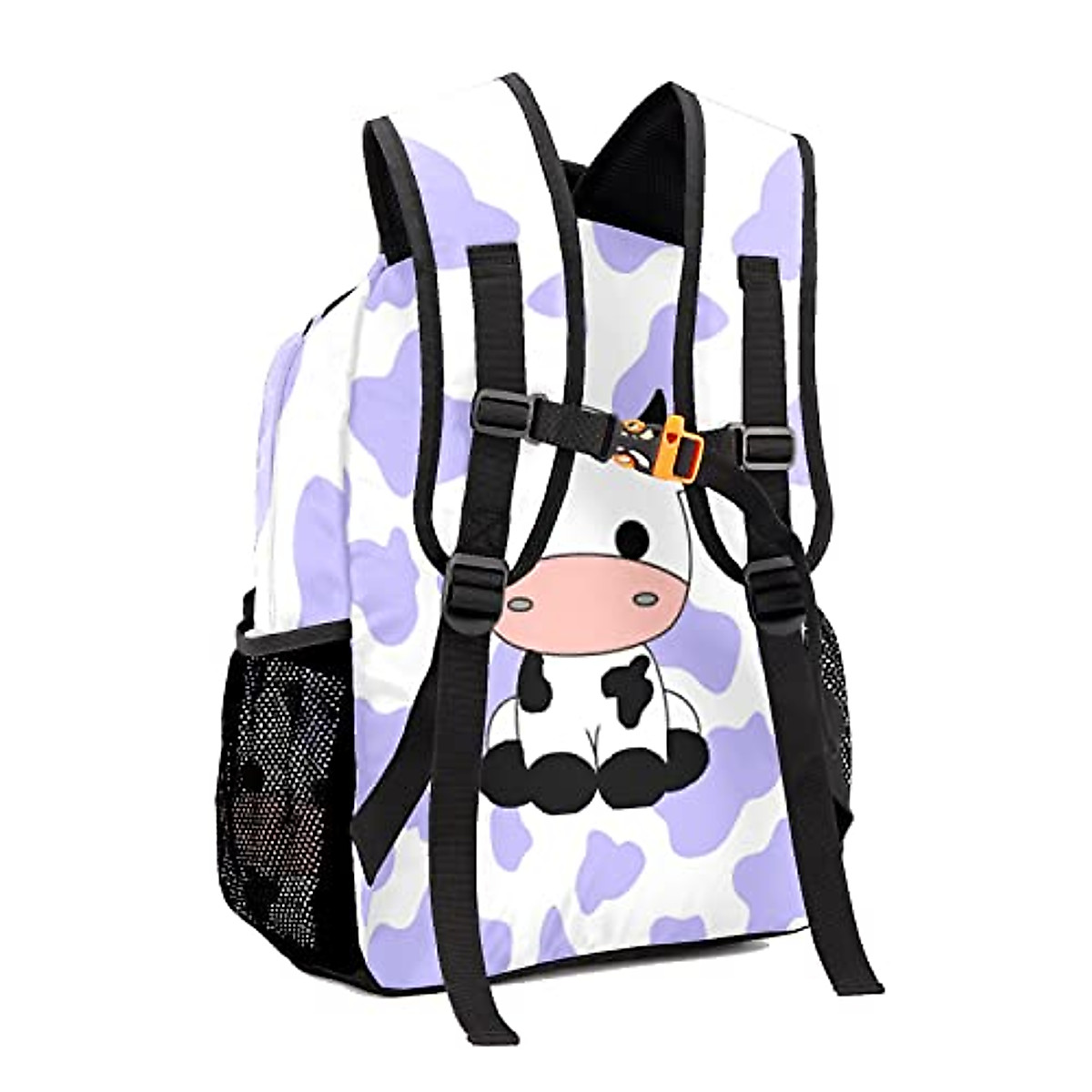 zaaprintblanket Personalized Custom Adorable Little Cow Purple White Print Backpack for Unisex Adult Teens Office Staff Travel Camper