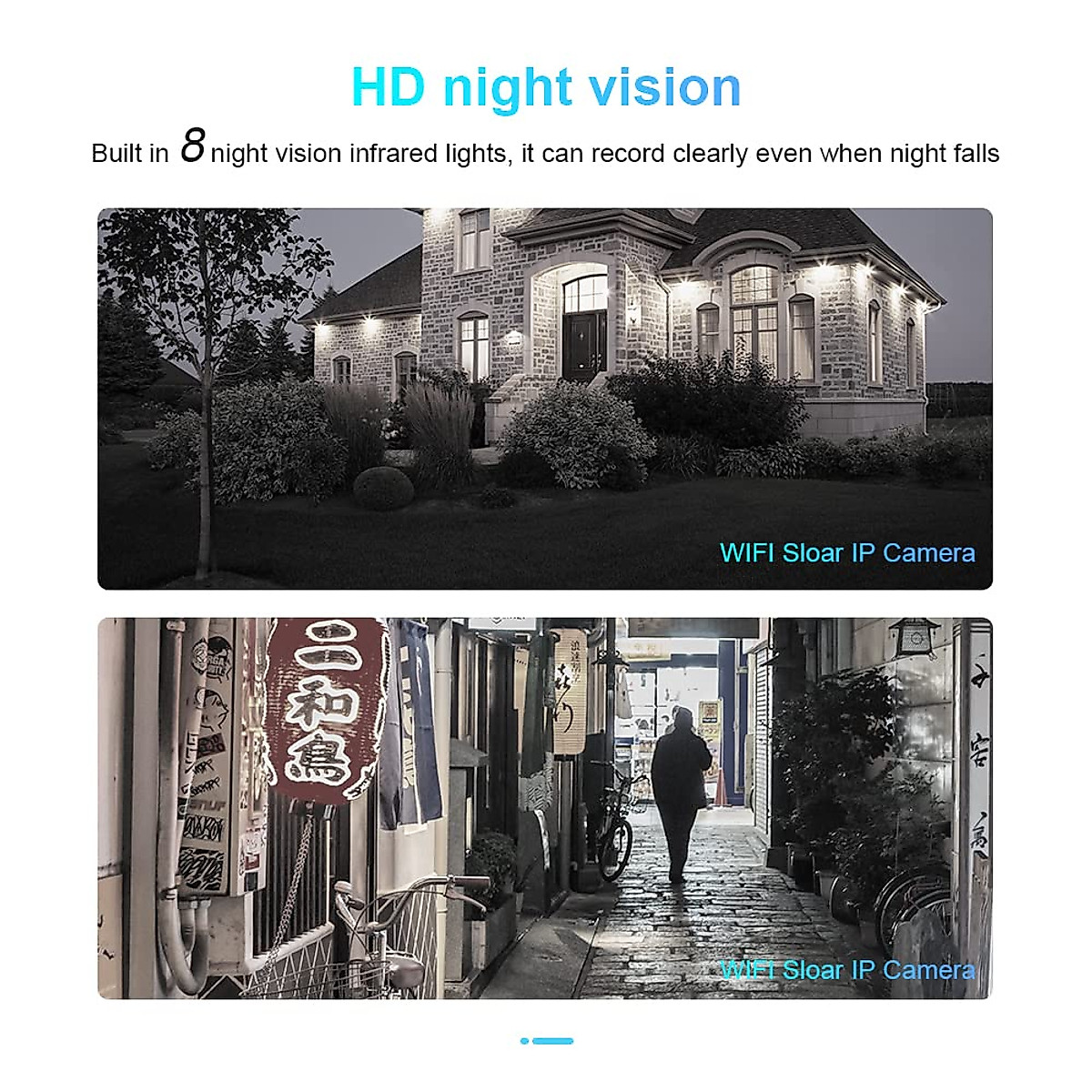 EKAT Security Camera Outdoor, Wireless Outdoor Cameras for Home Security, Solar Security Camera, 2.4Ghz WiFi, Motion Detection, Night Vision, IP66 Waterproof, Solar Charging