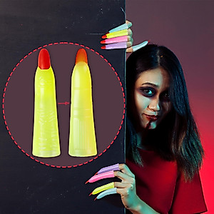 kockuu 40Pcs Witches Fingers Glow in the Dark Fake Monster Fingers for Kids Finger Reading Pointer Halloween Party Favors Witch Costume Accessories Fake Nails Trick or Treat Gifts