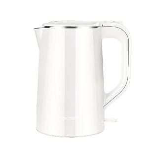 COOKTRON 1.7L Electric Kettle Quiet, Double Wall Hot Water Boiler BPA-Free, Quiet Boil and Cool Touch Tea Kettle, Cordless with Auto Shut-Off & Boil Dry Protection, 1500W Fast Boiling, White