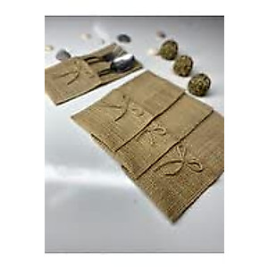 meditroia (Troia Textil(12,Pieces) Burlap Cutlery Holders Lace Utensil Pouch Knifes Forks Bag for Vintage Natural Wedding (4x8inch)