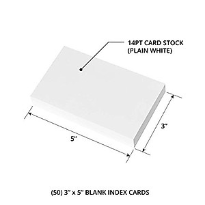 Home Advantage Set of 50 3x5 Index Cards Blank White, Postcards