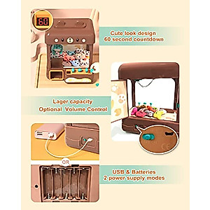 cxjoigxi Large Claw Machine for Kids Adults with Prizes, Adjustable Sound & Light, 2 Power Modes, Candy Mini Vending Crane Machines, Electronic Arcade Game Dispenser Toy for Girls Boys Gift - Bear