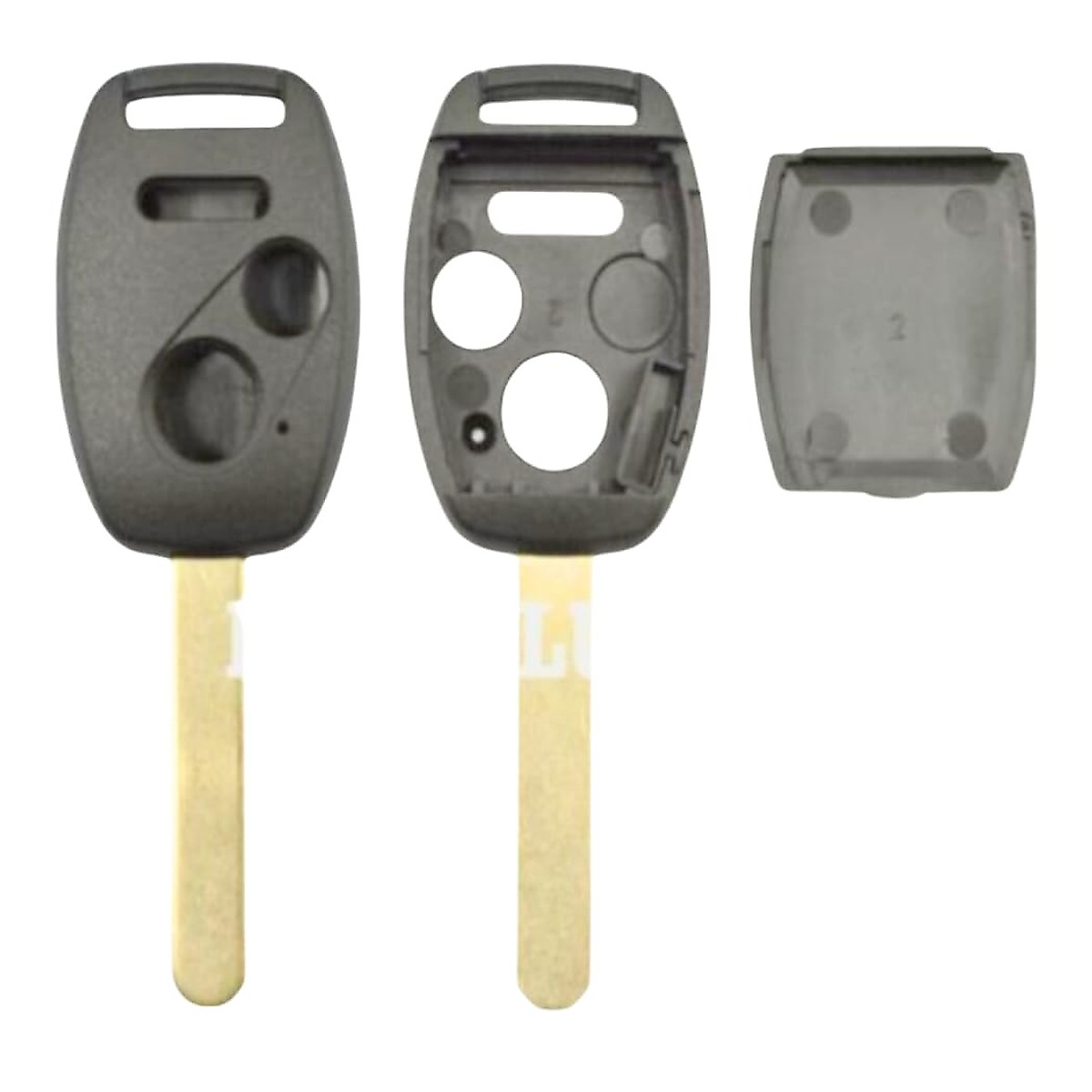 BEST KEY SOLUTION, Keyless Entry Remote, Car Key Fob Shell Cover Replacement fits to 2003 2004 2005 2006 2007 2008 2009 2010 2011 2012 Honda Accord Civic CR-V Pilot (Pack of 2) (3 Button)