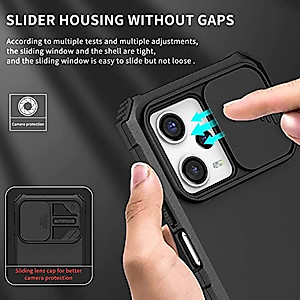 YOUULAR Case Compatible with Xiaomi Redmi Note 12 Pro 5G/Xiaomi Poco X5 Pro 5G Dimensional Bracket Sliding Window Mobile Phone Case Shockproof Protective Phone Cover Poco X5 Pro Military Cases Black