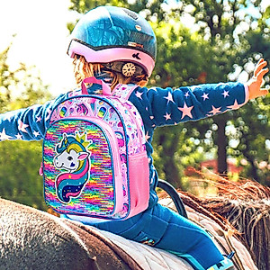 gxtvo Toddler Backpack for Girls, Unicorn Sequin Preschool Bookbag, 12" Cute Cartoon Animal School Bag