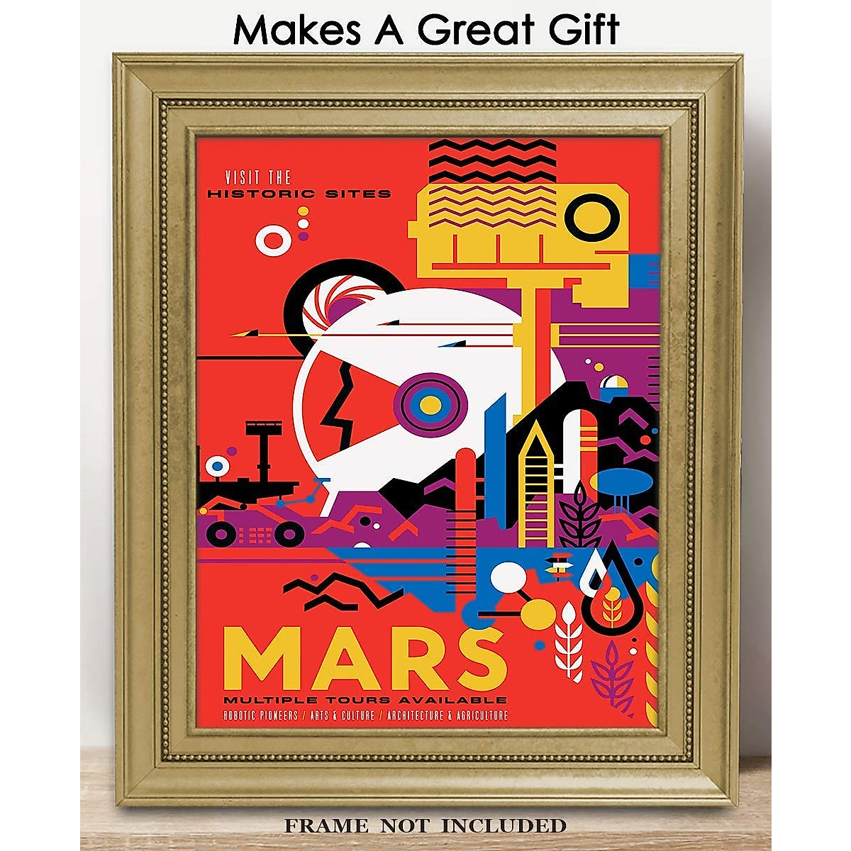 Mars' Space Tourism Astronomy Wall Art: Unique, Boho & Modern Astrology Home Decor for Living Room, Bedroom & Office - Creative Gift Idea for Zodiac, Space, NASA Poster Fans | Unframed Posters 11x14