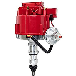 A-Team Performance - HEI Complete Distributor 65K Coil - Compatible with Ford F100 F150 F250 E100 E150 Straight 6 Cylinders 240 300 One Wire Installation Red Cap