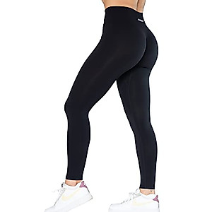 AUROLA Dream Collection Workout Leggings for Women High Waist Seamless Scrunch Athletic Running Gym Fitness Active Pants,Dark Black M