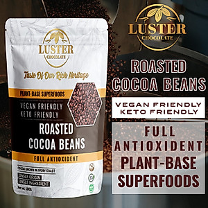 Luster Chocolate Roasted Cocoa Beans 100 g Chocolatey Flavor from Organic Cacao Beans - Non GMO & Gluten Free
