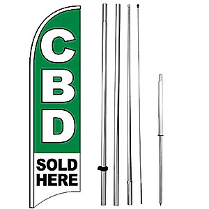 CBD Sold HERE Windless Swooper Flag Kit 15' Feather Banner Sign gb-h