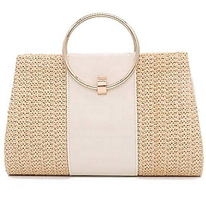 EDPD Clutch Handbag Evening Purse For Woman with Shoulder Chain (Beige)