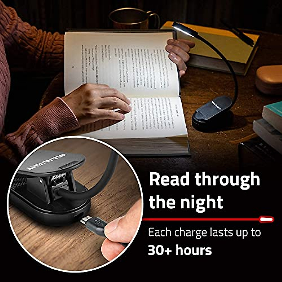 GearLight Rechargeable Book Light for Reading in Bed - Stocking Stuffers 2 Pack Adjustable LED Clip-on Reading Light for Books in Bed - Reading Lamp Book Accessories for Adults & Kids