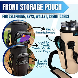 BUTSYCOL Water Bottle Bag with Strap, Stanley 40 oz Tumbler with Handle Accessories, Stanley Holder with Strap and Pouch Sleeve for Gym, Stanley Cup Accessories 40 oz (American Flag)