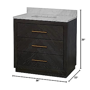 Avery 36-inch Bathroom Vanity (Carrara/Dark Oak): Includes Dark Oak Cabinet with Stunning Carrara Marble Countertop and White Ceramic Sink