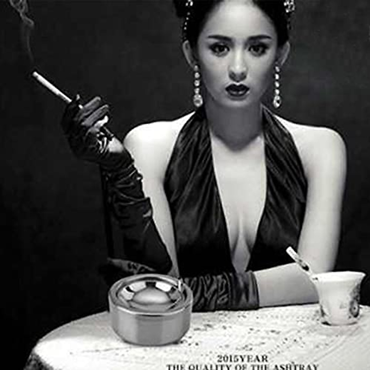 Outdoor Ashtray with Lid, hanlongyu Flip Top Stainless Steel Ash Tray Sets for Weed, Metal Windproof Ashtrays for Cigarettes, Smokers, Desktop Smoking Ashtray Office Patio Home Decor