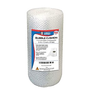 Mighty Gadget Bubble Cushioning Wrap Rolls, 3/16" x 12" x 20' ft, Perforated Every 12" for Packaging, Shipping, Mailing (Clear White)