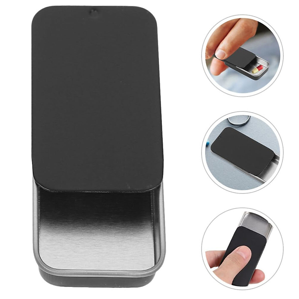 Hemoton 20pcs Rectangular Slide Top Tinplate Box Sliding Cover Push-Pull Tin Box Metal Tin Containers for Candies Jewelry Crafts Lip Balm Storage 50x25x10mm