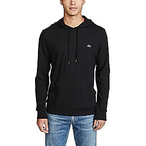 Lacoste mens Long Sleeve Hooded Jersey Cotton T-shirt Hoodie T Shirt, Black, Large US