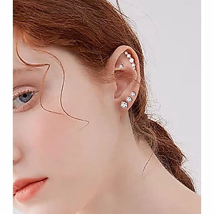 REVOLIA 32Pcs Stainless Steel Cartilage Stud Earrings for Women Conch Helix Tragus Daith Conch Hoop Earing Piercing Jewelry Set Rose-Gold