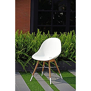 Amazonia Cannes Patio Dining Side Chair-Light Teak Finish Legs (Set of 2), Brown