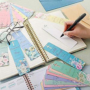 120 Pieces Bible Verses Bookmarks with Hollow Cross for Women Scripture Bookmarks Christian Book Markers for Mothers Day Gifts Women Church Supplies, Flower Style