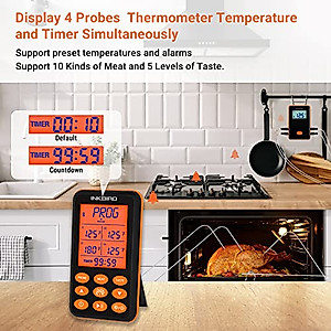 INKBIRD 1500FT Wireless Meat Thermometer for Grilling Smoking with 4 Porbes, IPX5 Wireless Grill Thermometer IRF-4S for Outside Grill, Digital Food Meat Thermometer Wireless for Smoker BBQ Thermometer
