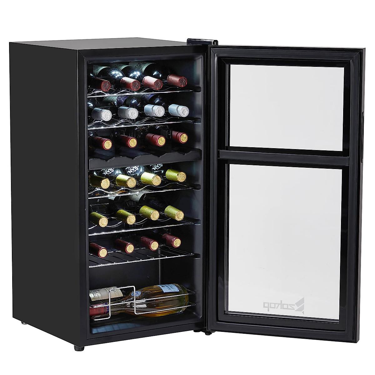 Winado 28-Bottle Dual Zone Compressor Wine Cooler, Freestanding Compact Mini Wine Fridge with Adjustable Temperature, Digital Control & Removable Shelves for Wine Storage