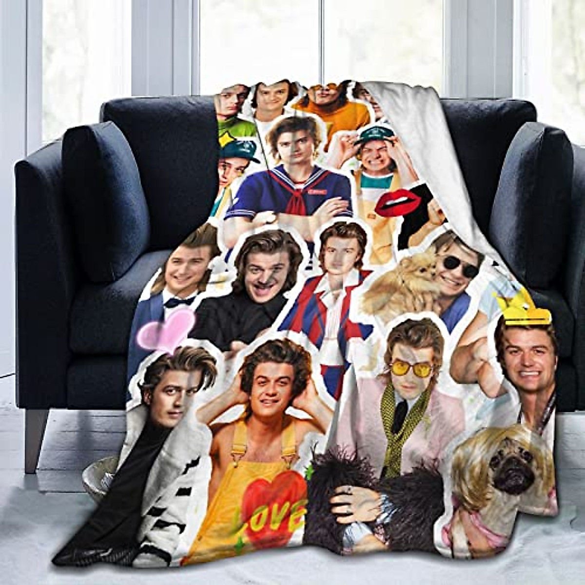 Blanket Joe Keery Steve Harrington Soft and Comfortable Warm Fleece Blanket for Sofa,Office Bed car Camp Couch Cozy Plush Throw Blankets Beach Blankets