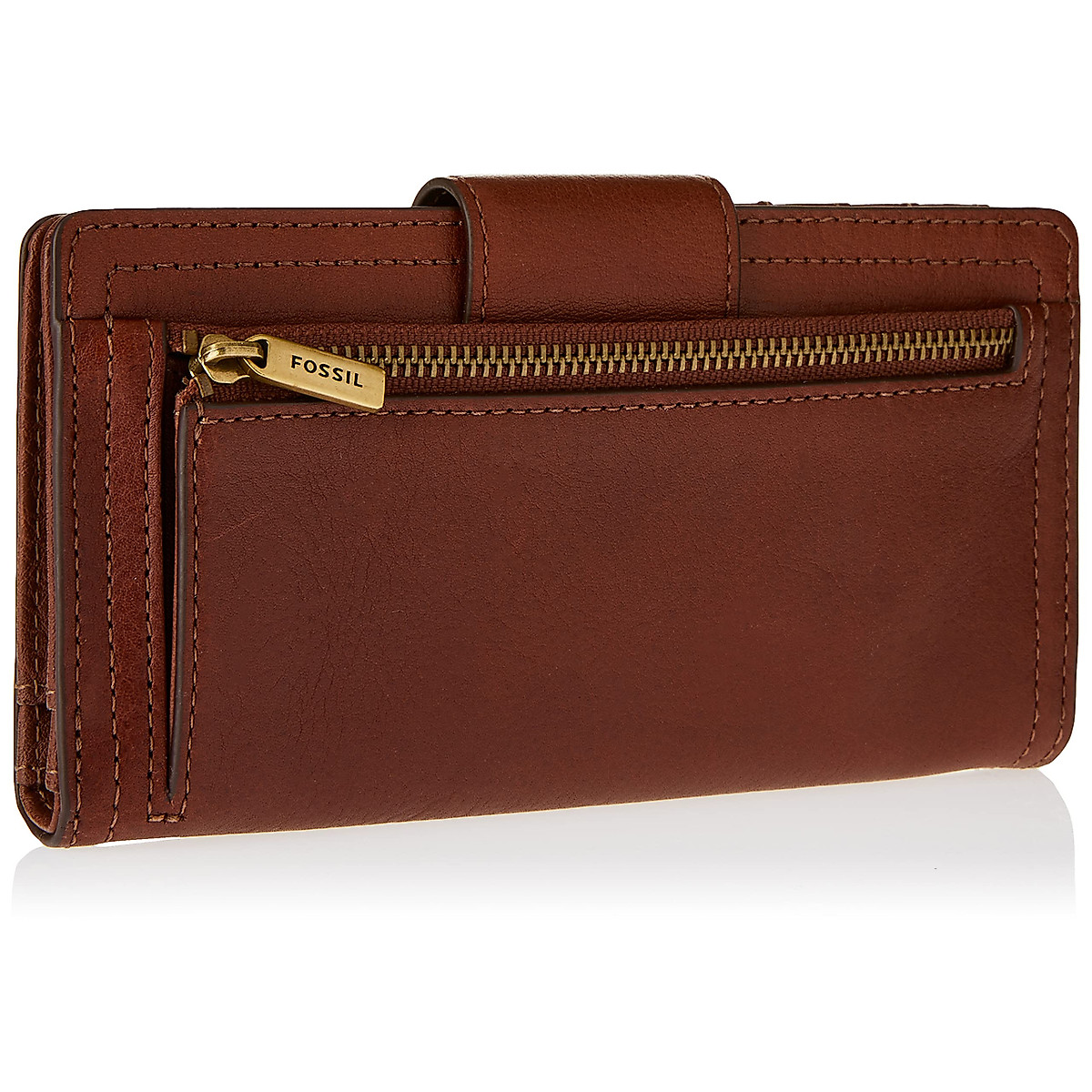 Fossil Women's Logan Leather Wallet RFID Blocking Tab Clutch, Brown (Model: SL7830200)