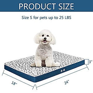 KROSER Dog Bed Crate Mat for Small, Medium, Large and Extra Large Cats, Stylish Dog Pad Mattress (Cool & Warm) with Waterproof Linings, Pet Mat with Removable Machine Washable Cover, Grey/Navy