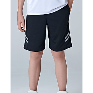 5 Pack Big Boys Youth Athletic Mesh Basketball Shorts with Pockets Quick Dry Activewear (Set 2, Medium)