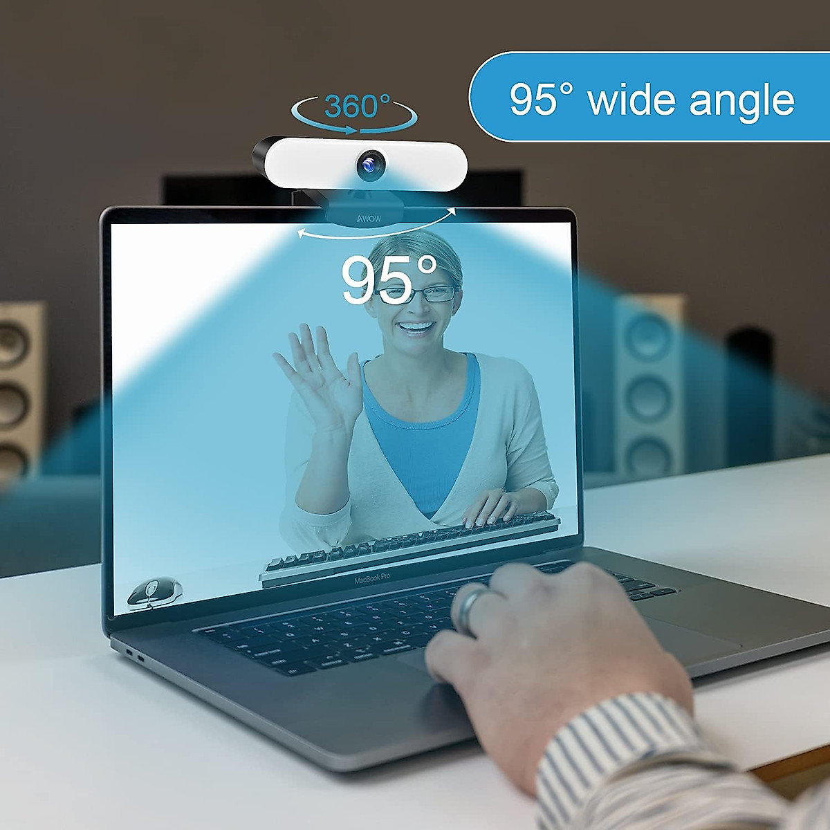 AWOW 2K Webcam with Microphone and Adjustable Brightness Light HD Computer Camera with Tripod USB Webcam for PC/MAC/Desktop/Laptop USB Web Camera for YouTube Skype Zoom Xbox One and Video Calling