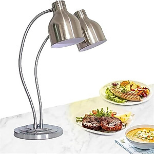Commercial Double Head Food Warming Lamp, Kitchen Free Standing Heat Lamp, 70CM Height Adjustment Weighted Base Food Warming Lamp for Commercial Restaurant Kitchen Buffet,B