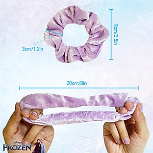 Frozen Princess Elsa Hair Accessory 5 Pcs Set - 1 Regular 9 inch Frozen Hairbrush & 4 Frozen Scrunchies - Detangling Brush & Elastic Hair Ties Ropes for Girls, Ages 3+