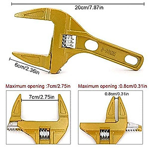 16-68mm Large Opening Adjustable Wrench, Lightweight Aluminum Alloy Short Handle Bathroom Wrench, Plumber Wrench Repair Tool for Washbasin, Tube, Nut Disassembly