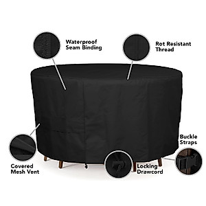 Covermates Round Accent Table Cover - Patio Outdoor Furniture Cover, Water Resistant Outdoor Ottoman/Side Table Cover, Ultima 600D Polyester, 30DIAMETER x 25H, Ripstop Black