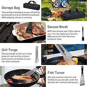 CEWOR 19pcs Flat Top Grill Accessories, Griddle Accessories Kit for Blackstone and Camp Chef, Professional Grilling Accessories, Grill Spatula Set with Enlarged Spatulas, Basting Cover for BBQ