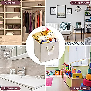 Fabric cube storage bin storage box set 13x13x13 inch with handle for home&office organization